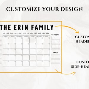 PERSONALIZED Acrylic Family Planner Dry Erase Monthly Calendar - Etsy