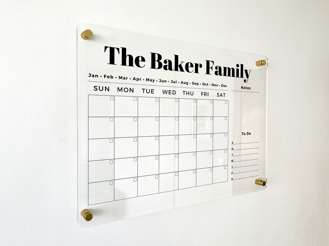 Acrylic Family Planner Large Wall Calendar Dry Erase Board Command ...