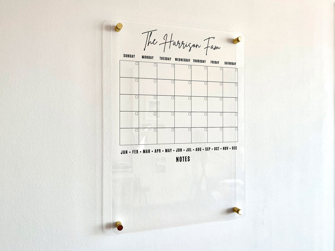 PERSONALIZED Acrylic Family Planner Dry Erase Monthly Calendar Monthly ...