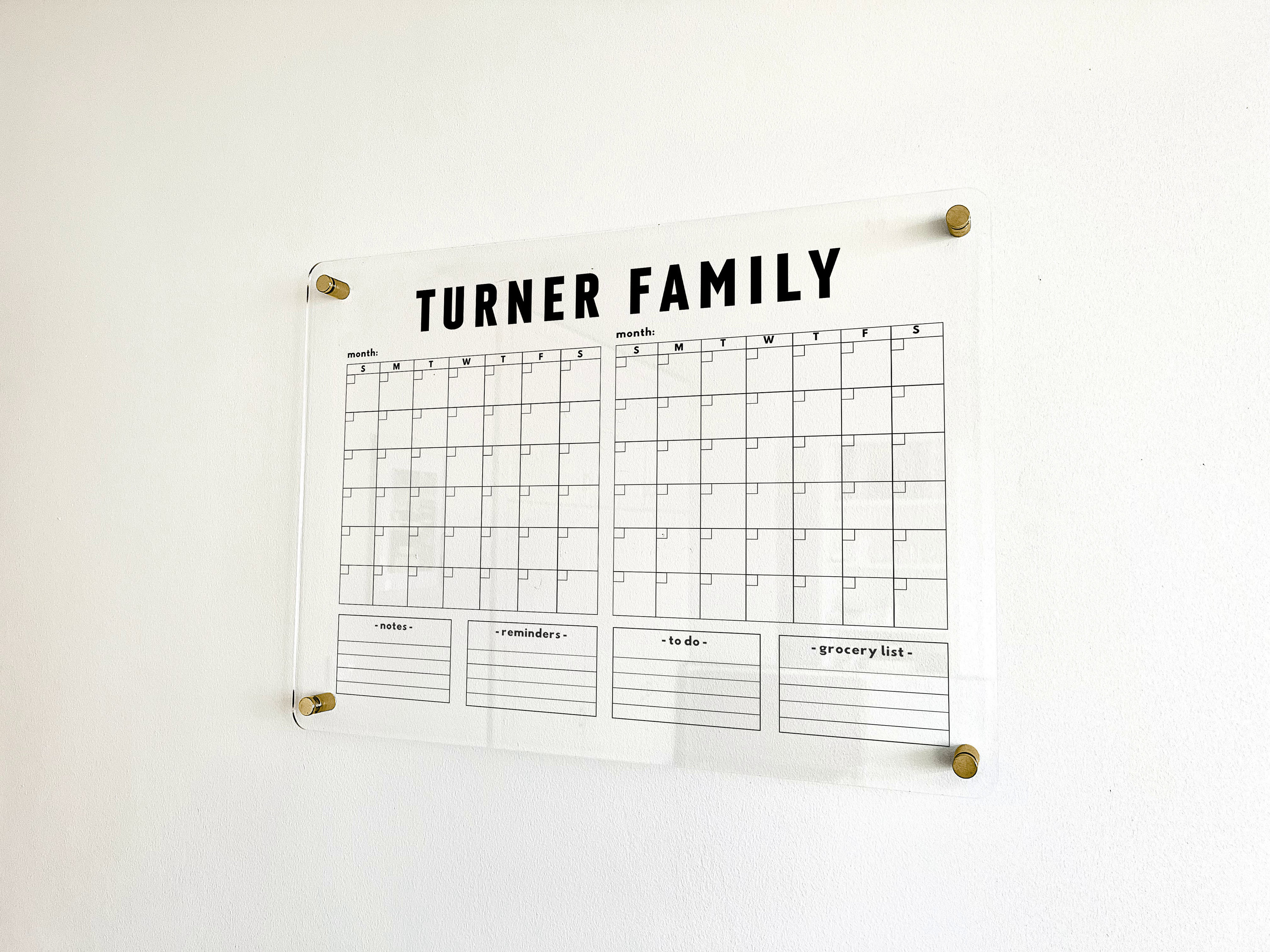 Personalized DOUBLE MONTH Family Calendar Monthly Planner Two - Etsy