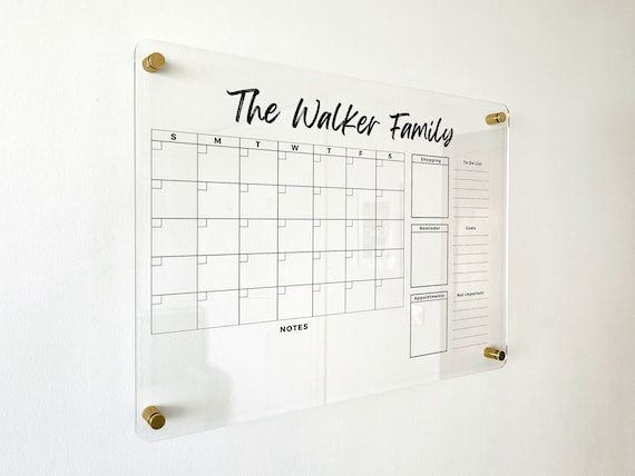 Acrylic Family Planner Large Wall Calendar Dry Erase Board - Etsy