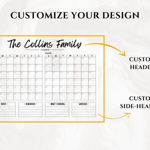 DOUBLE MONTH Custom Family Wall Calendar Personalized Planner - Etsy