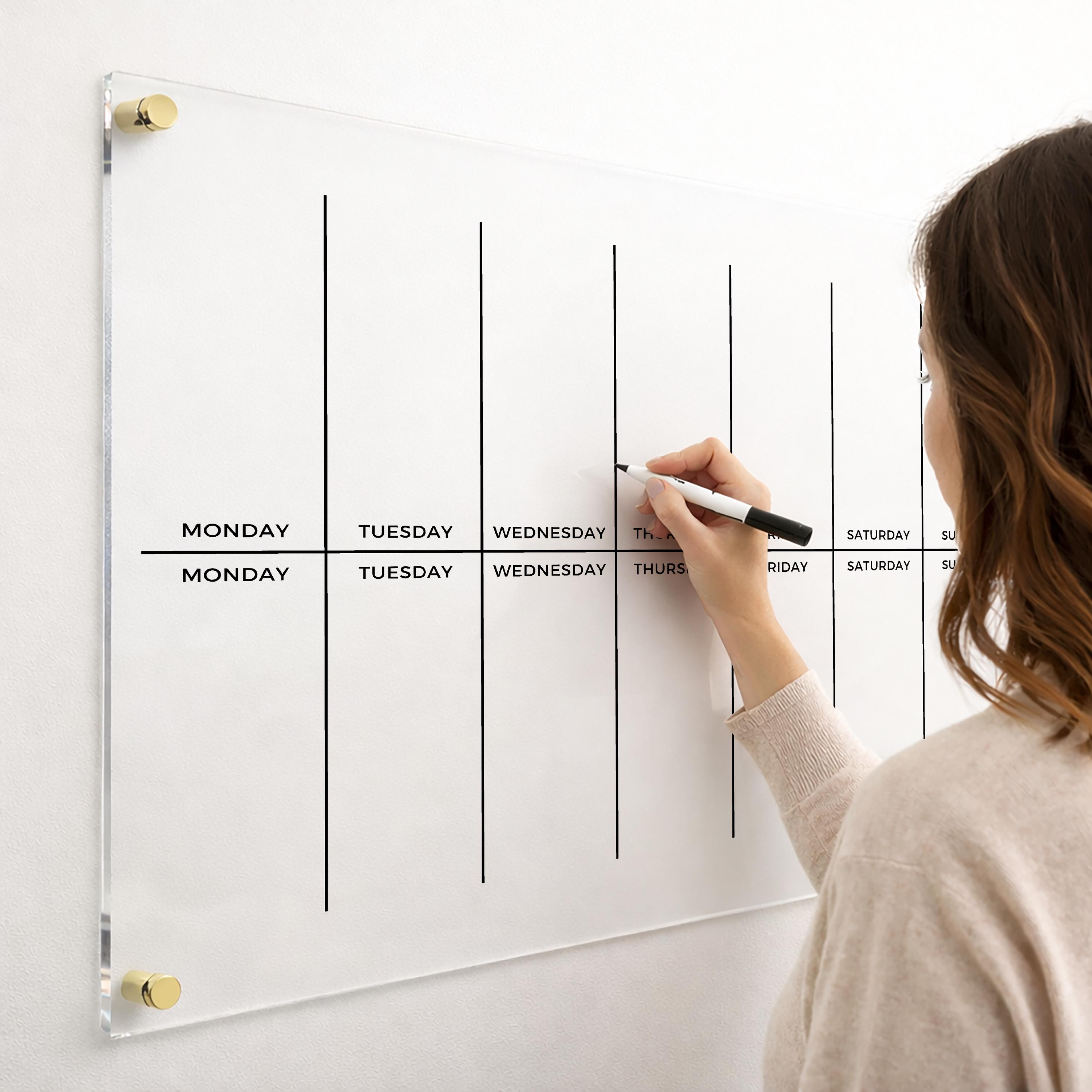 DOUBLE WEEK PLANNER Acrylic Wall Calendar 2026 Personalized Dry Erase ...