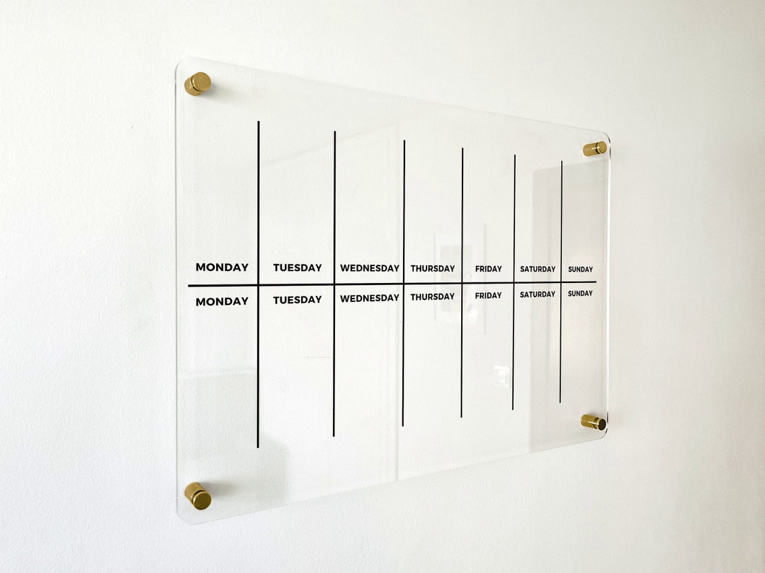 DOUBLE WEEK PLANNER Acrylic Wall Calendar 2025 Personalized Dry Erase ...