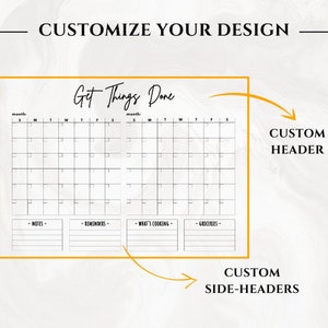 DOUBLE MONTH Custom Family Wall Calendar Personalized Planner Two Month ...