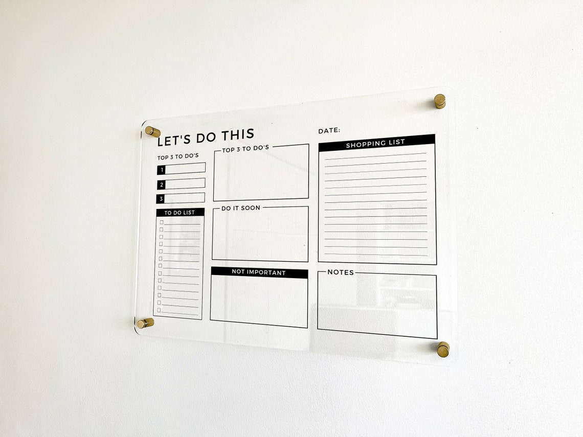 Acrylic Monthly and Weekly Wall Calendar Personalized Dry - Etsy