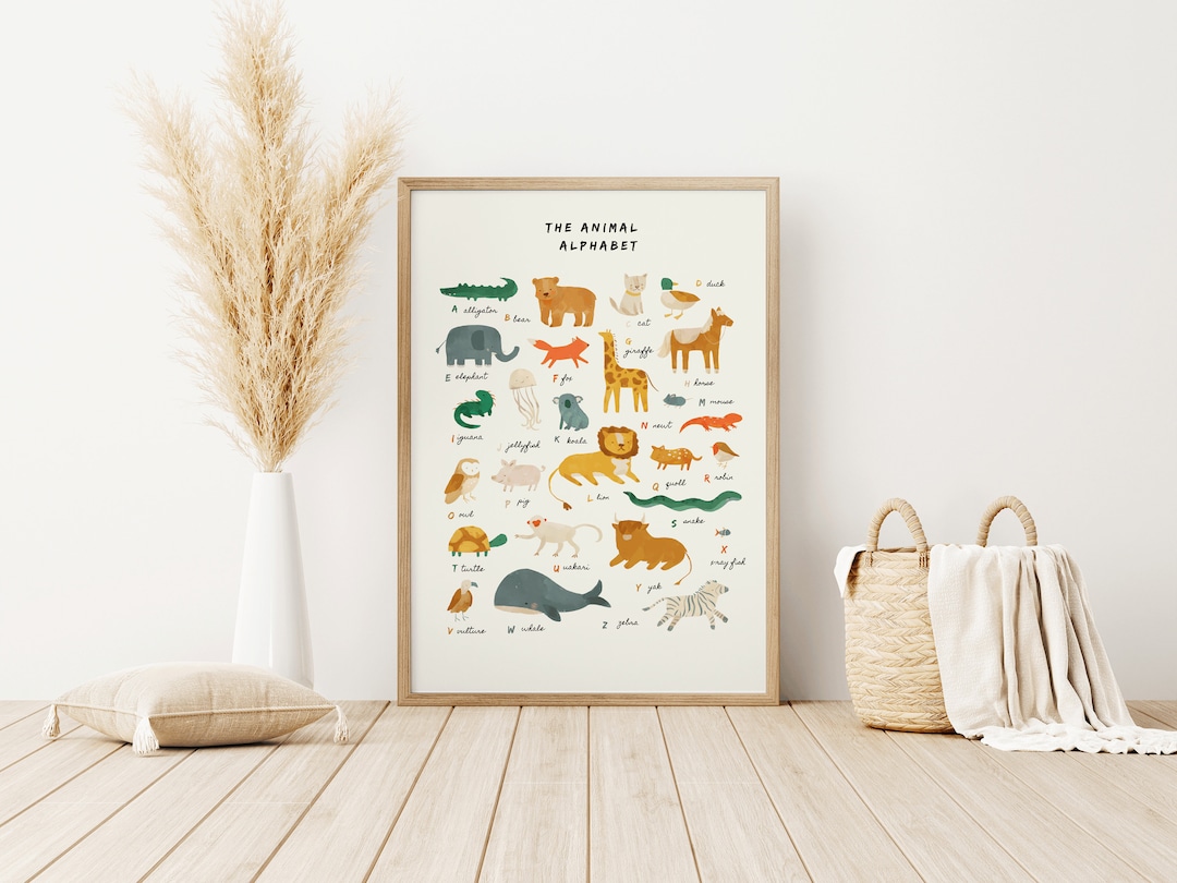 Animal Alphabet Art Print Animal Alphabet Poster Safari - Etsy