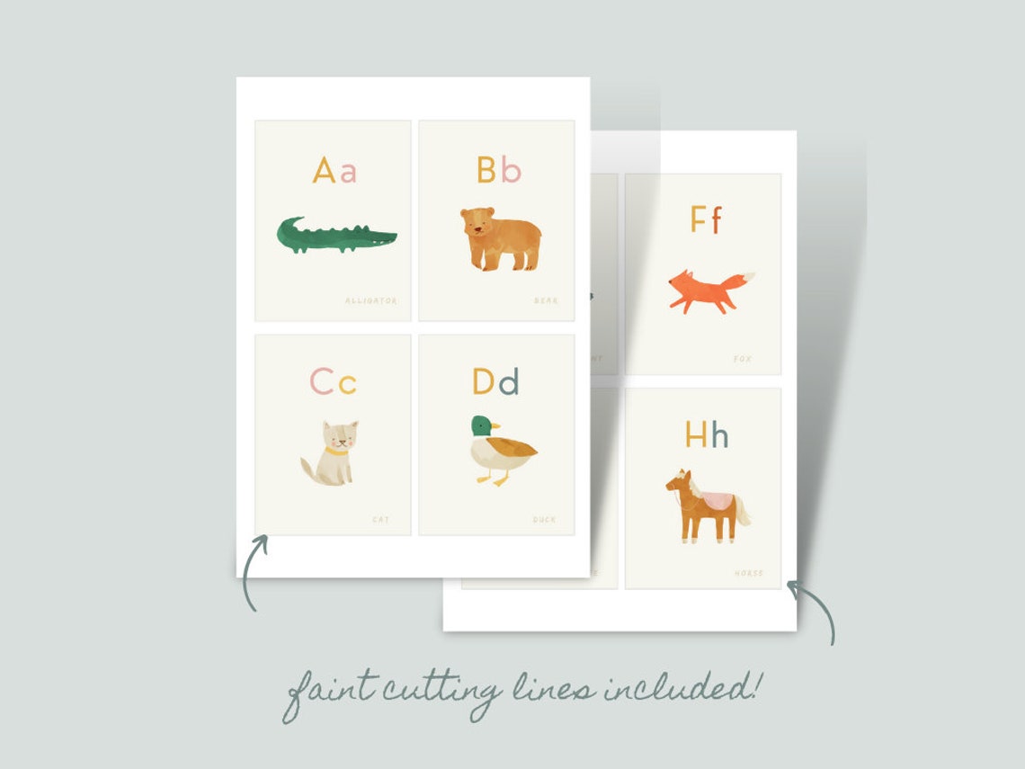 Animal Alphabet Printable Flash Cards Animal ABC Flash Card Printable ...