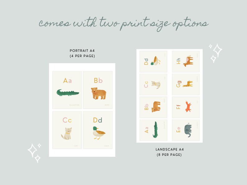 Animal Alphabet Printable Flash Cards Animal ABC Flash Card Printable ...