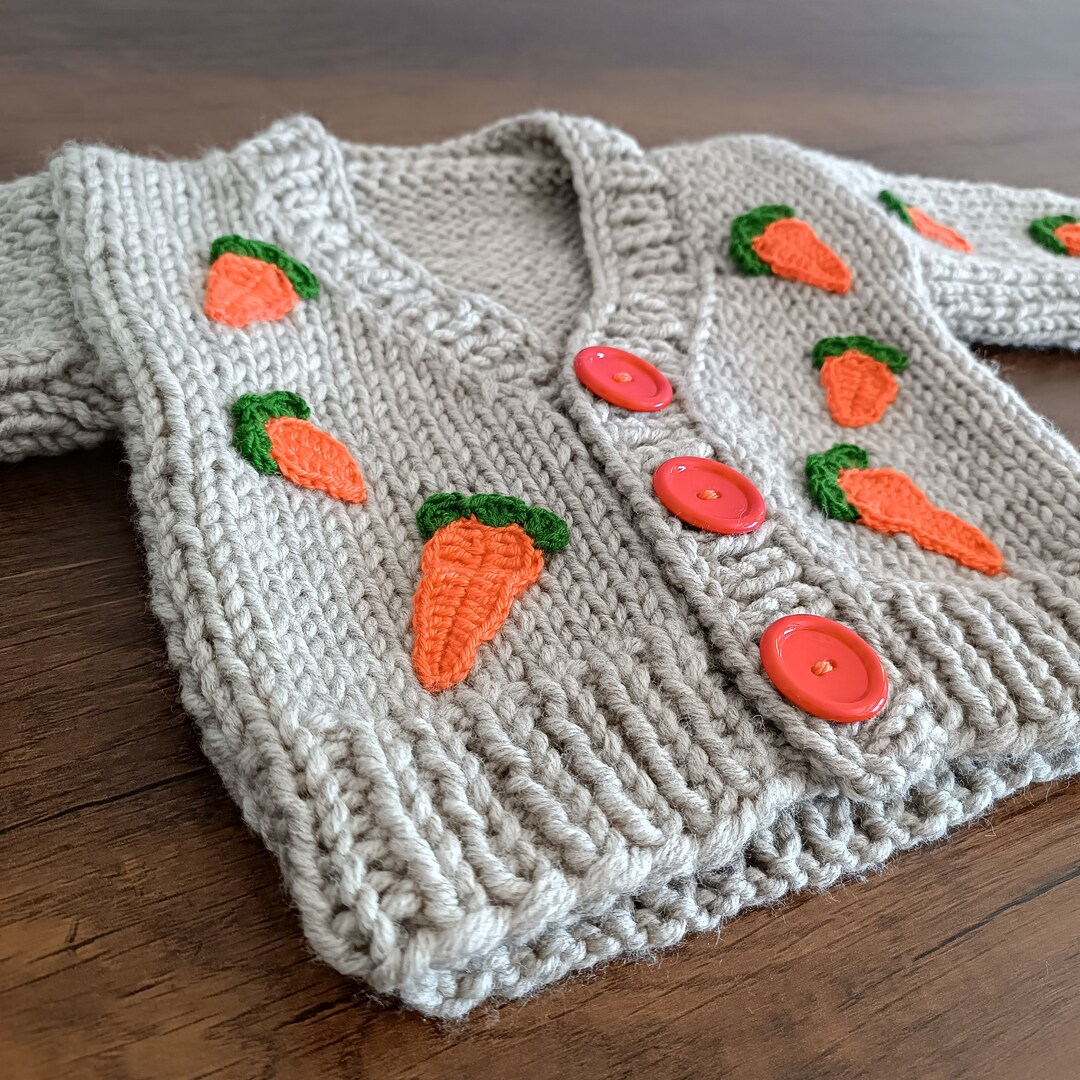 Carrot Sweater, Carrot Motif Crochet Cardigan - Etsy