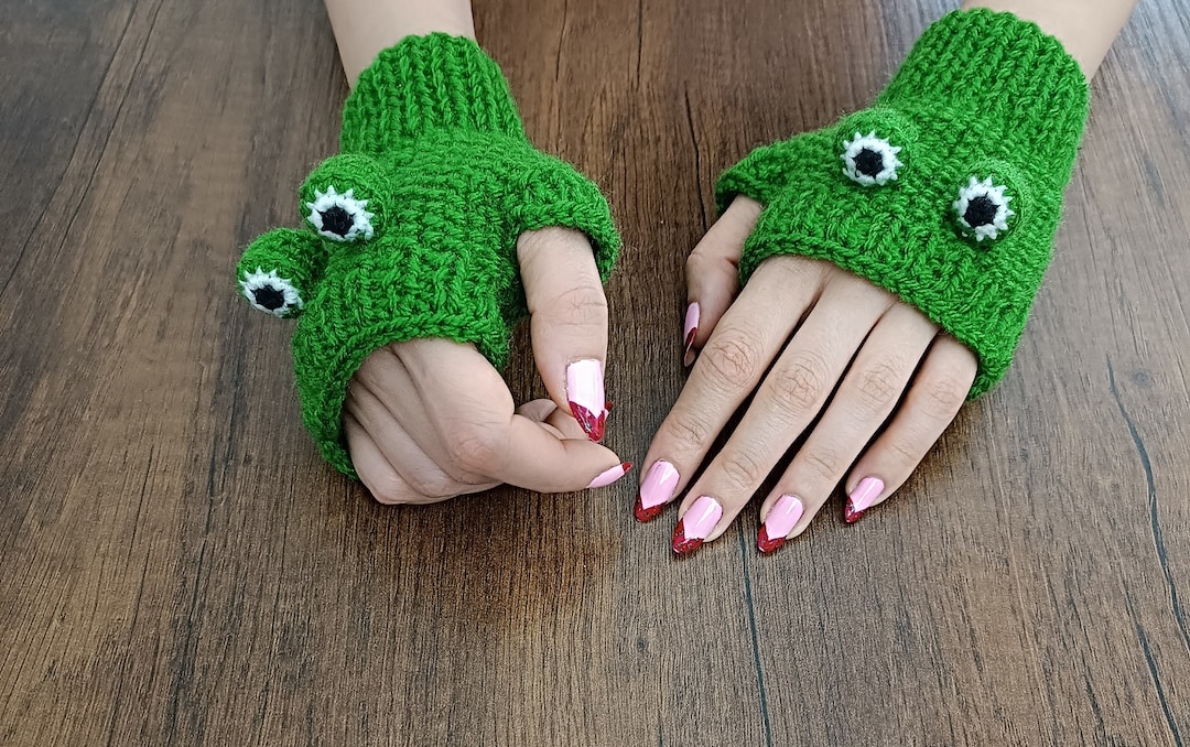 Handmade Sleeveless Frog Gloves, Frog Fingerless Gloves, Frog Mittens ...
