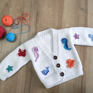 Sea Animals Sweater for Sale, Knitted Cardigan for Toddler, Embroidered ...
