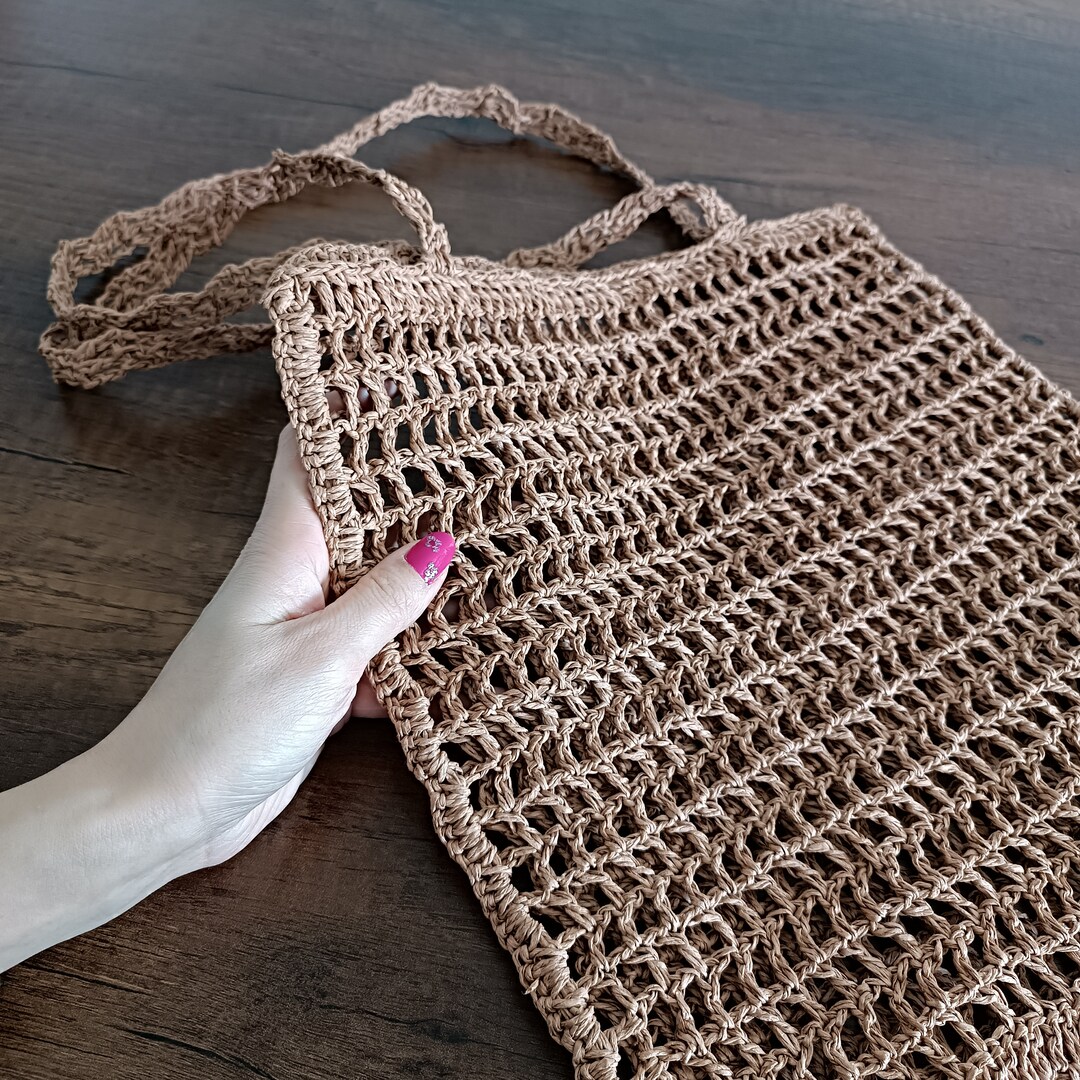 Handmade Knit Straw Bag, Paper Rope Bag, Beach Bag, Summer Bag, Crochet ...