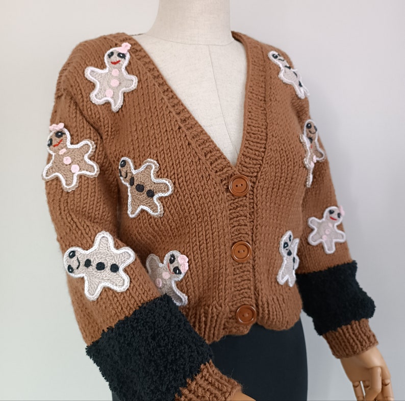 Gingerbread Woman Sweater Puff Sleeve Gingerbread Cardigan - Etsy