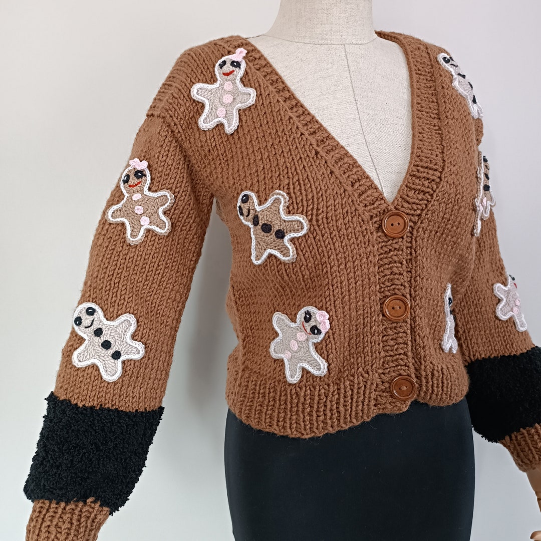 Gingerbread Woman Sweater Puff Sleeve Gingerbread Cardigan - Etsy