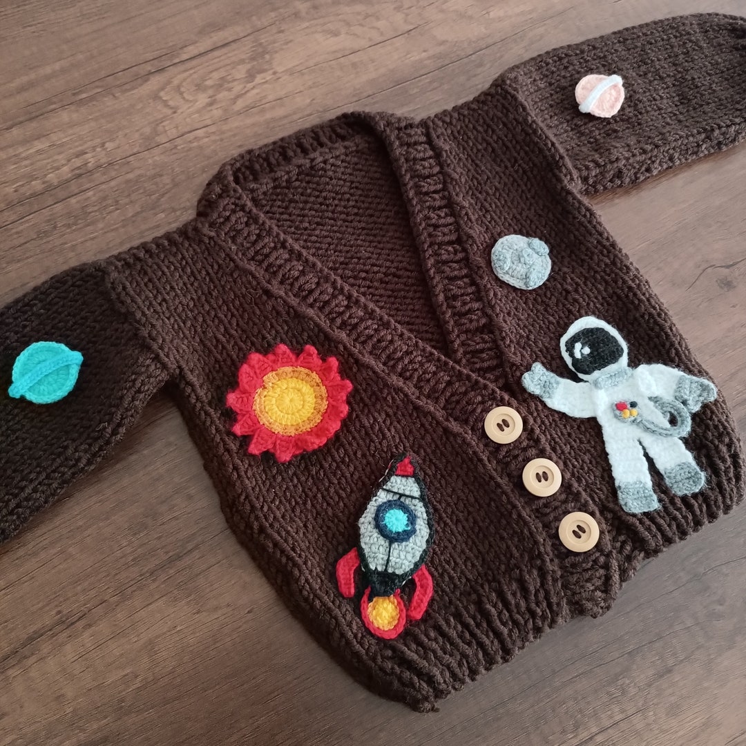 Space Themed Kids Sweater, Space Themed Knit Sweater, Children’s ...