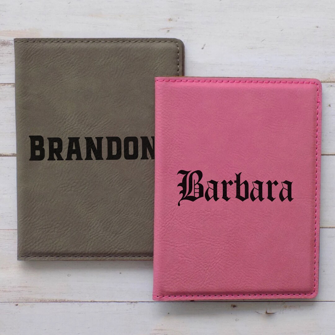 Personalized Vegan Leather Passport Cover, Engraved Business Logo ...
