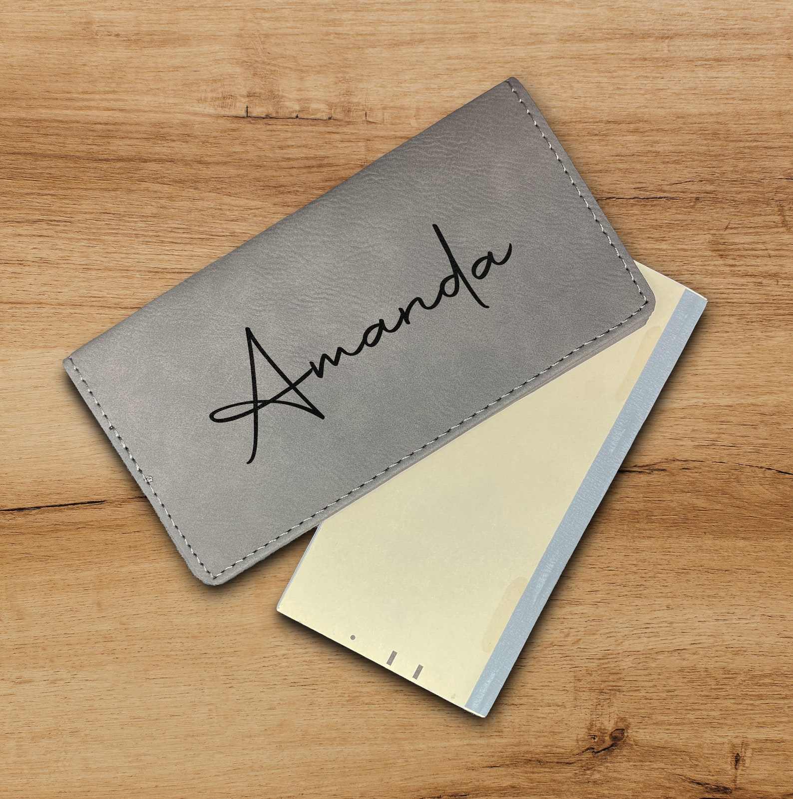 Personalized Leatherette Checkbook Cover, Laser Engraved Monogram - Etsy