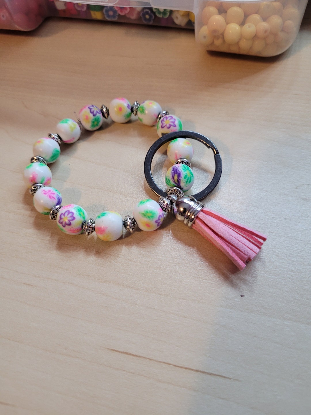 White Keychain Bracelet - Etsy