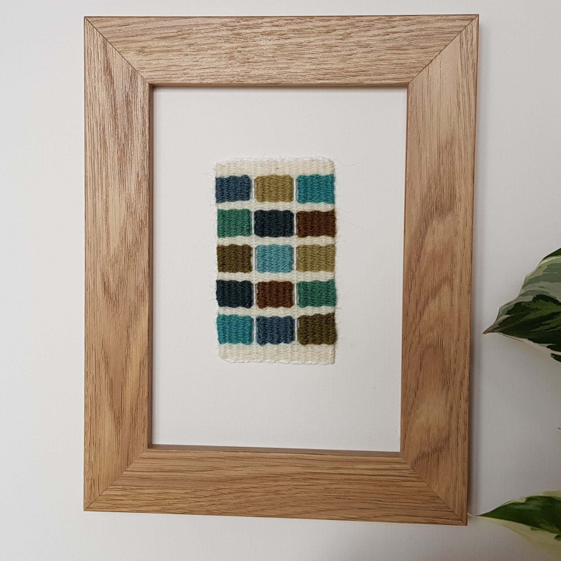 Gaps Series: Olive and Teal Framed Mini Abstract Weaving Framed Wall ...