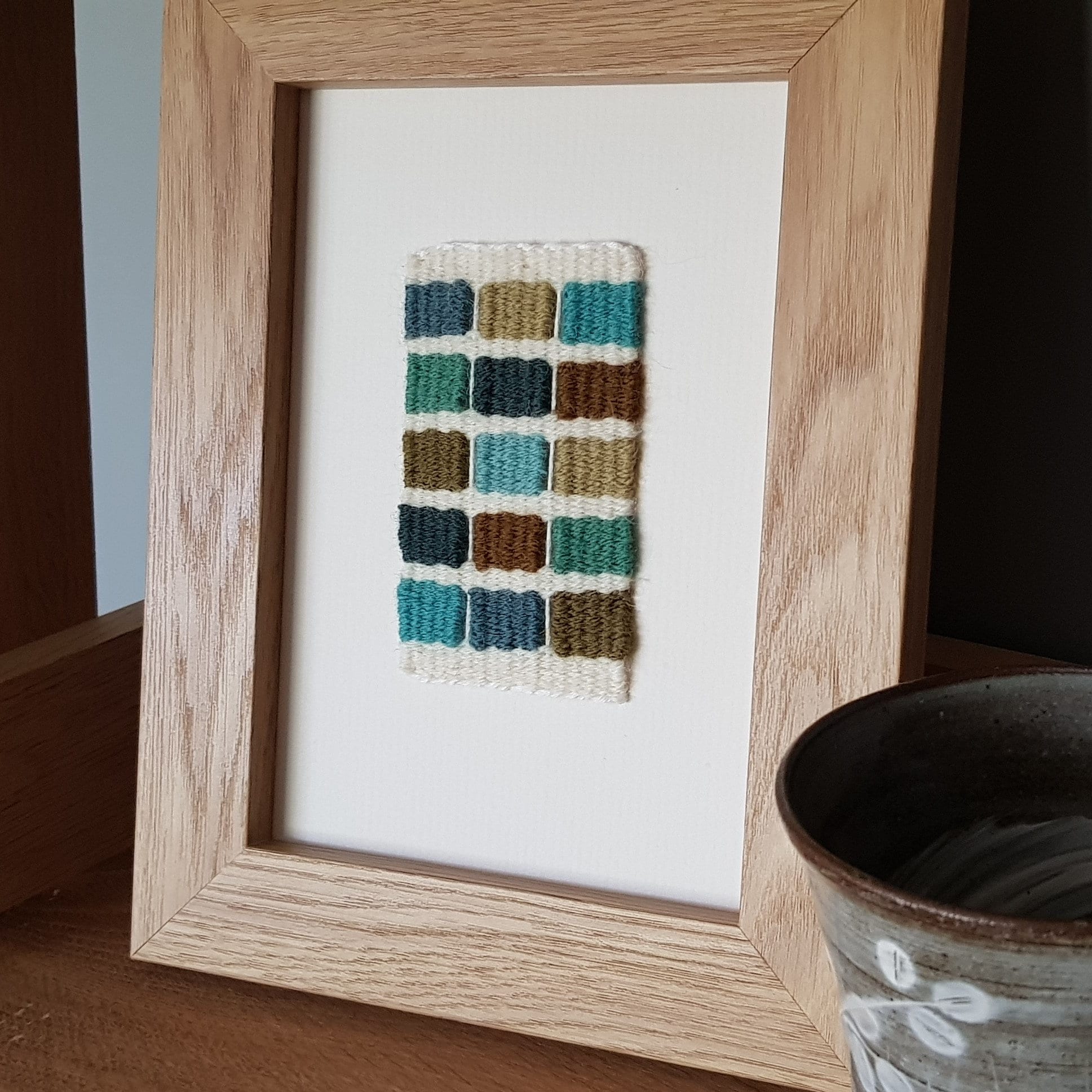 Gaps Series: Olive and Teal | Framed Mini Abstract Weaving | Framed ...