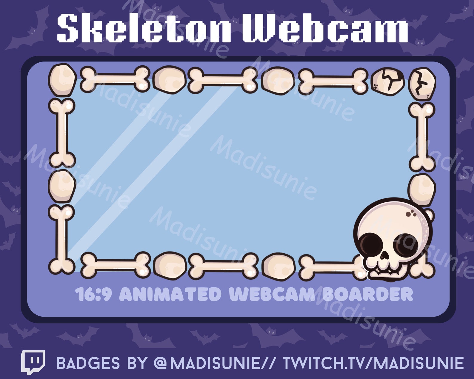 Skeleton Webcam Boarder Twitch, Spooky Webcam Boarder - Etsy