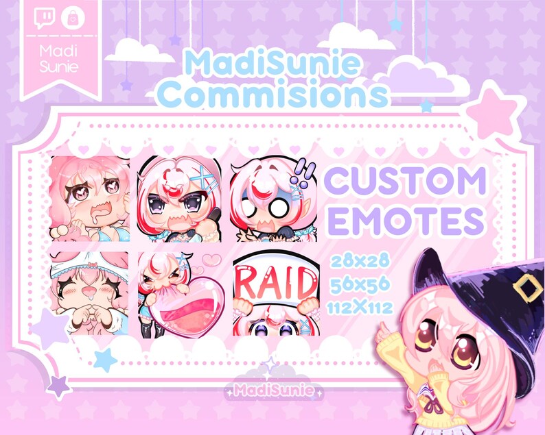 CUSTOM Chibi Emote for Twitch,discord,youtube| Vtuber Commisions YCH ...