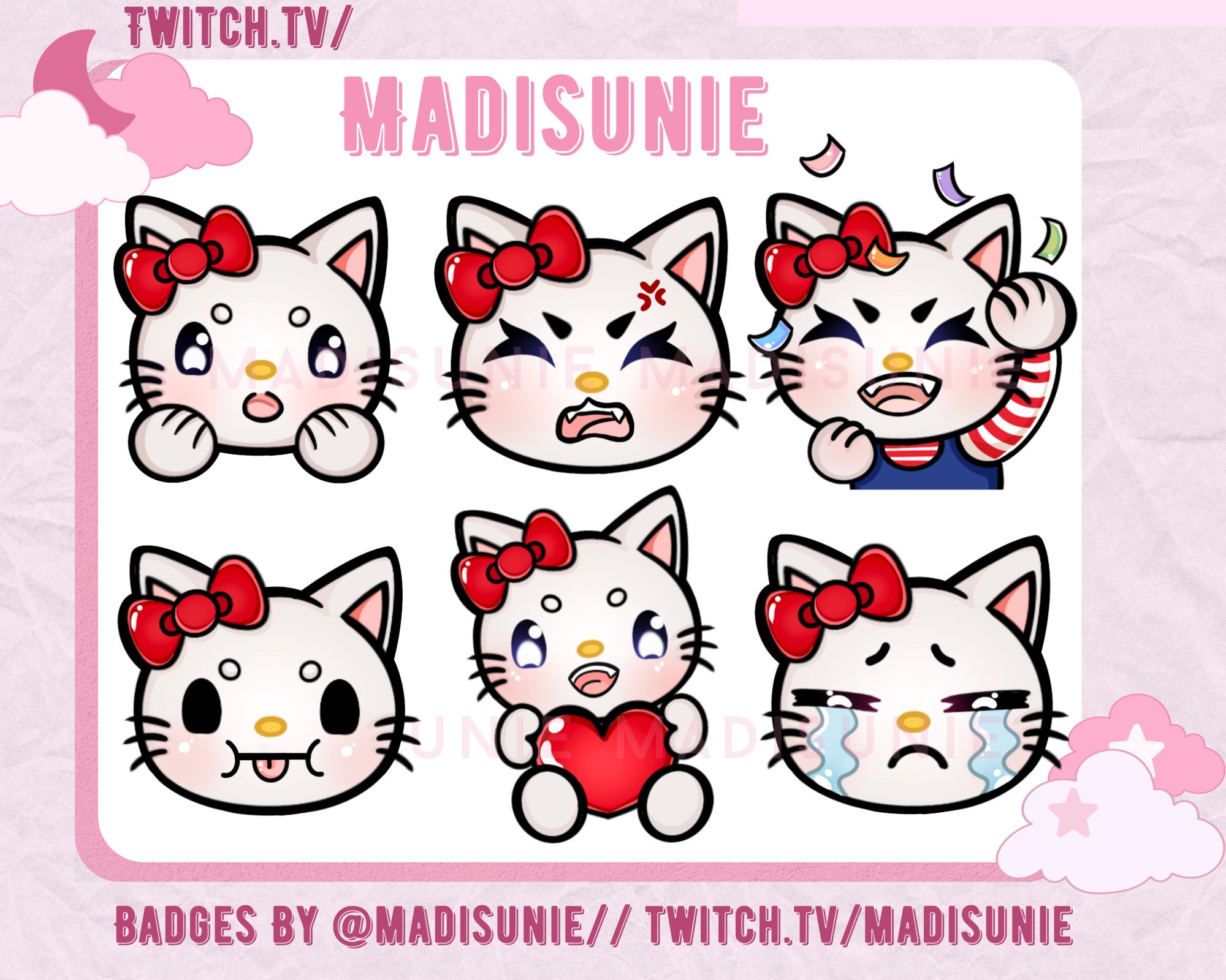 Kawaii Plush Kitty Twitch and Discord Hello Emotes - Etsy