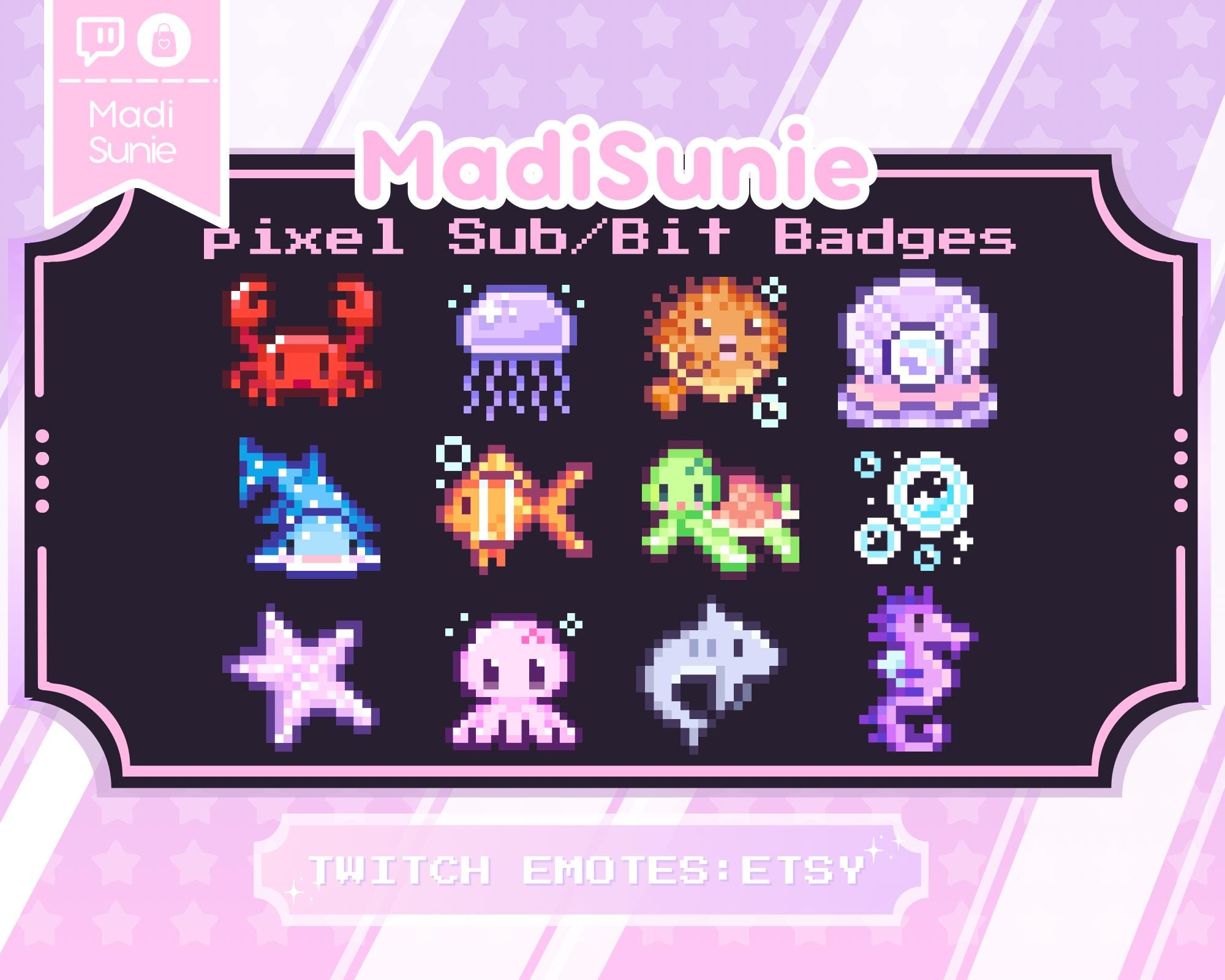 Pixel Sea Creature/ocean |bit Badges for Twitch, Discord, Kawaii ...