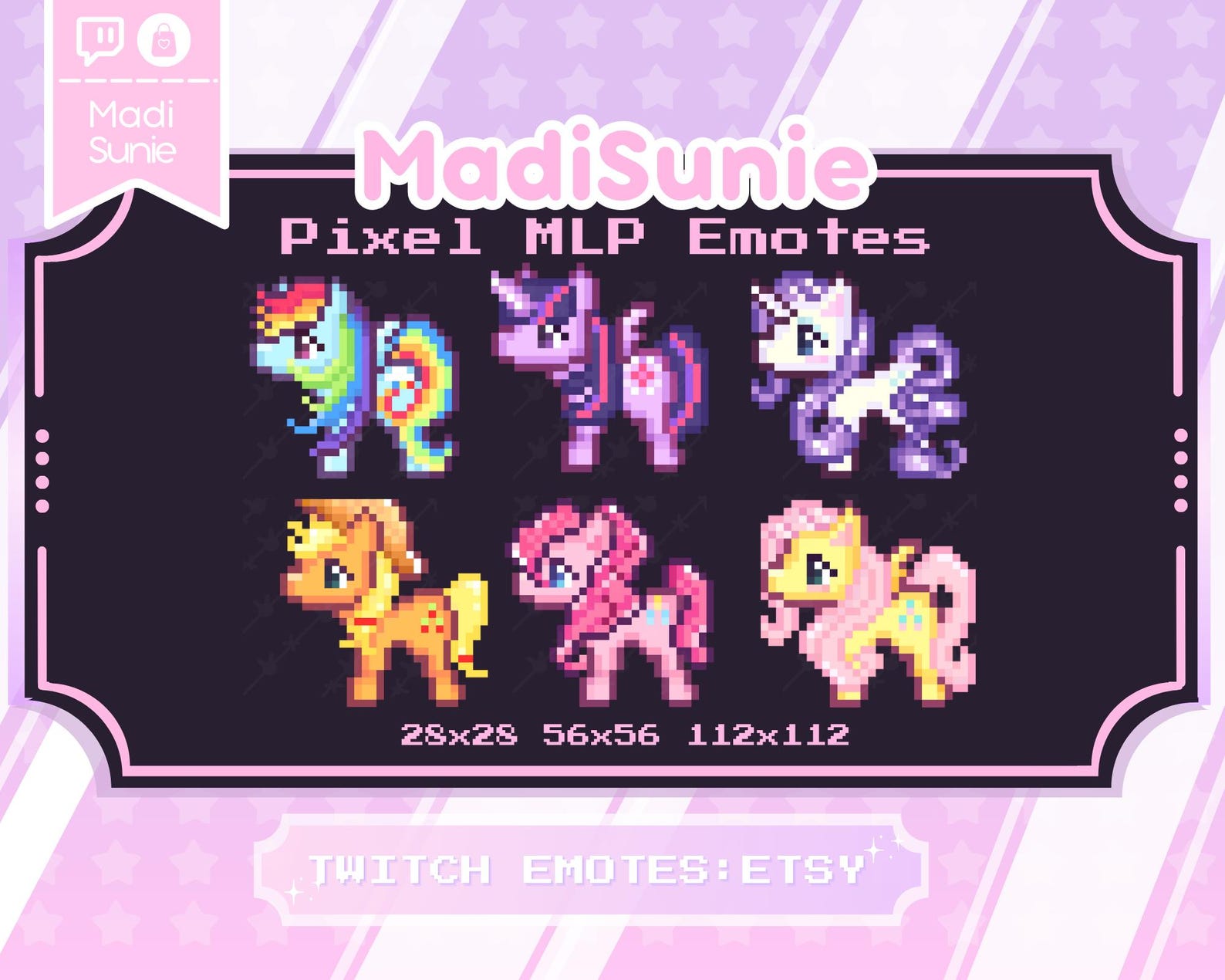 Pixel MLP Emotes|horse Girl,channel Points|twitch,discord,vtubers ...