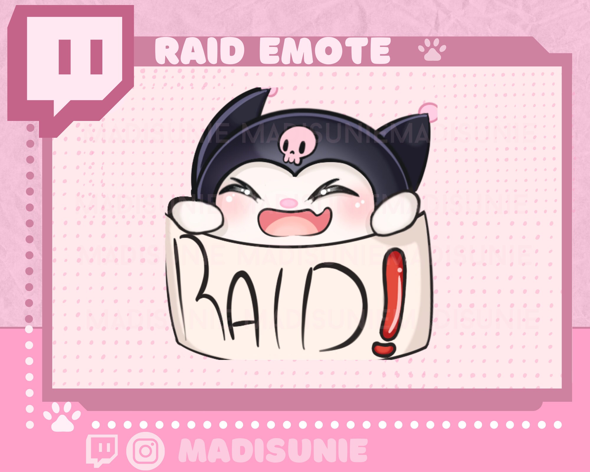 Black Rabbit Plush Raid Emote I Twitch Emote Kawaii Rabbit Icons Emote For Twitchdiscord
