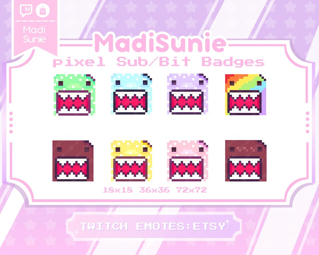Pixel DOMO Sub Badge| 8 Kawaii Bit Badges for Twitch,discord,vtubers ...