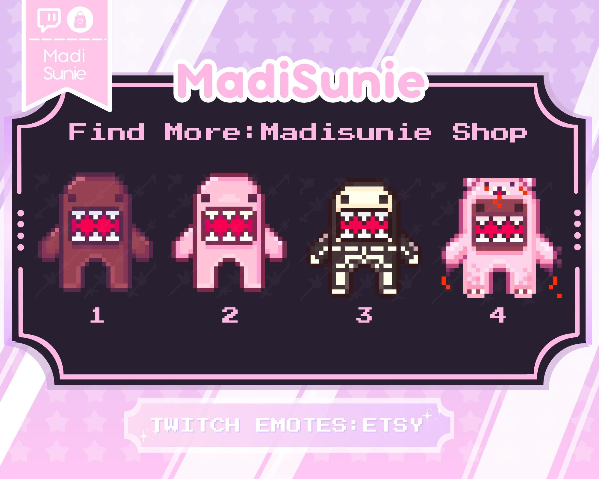 Pixel DOMO Emote Pink | Kawaii Channel Points |twitch,discord,vtubers ...