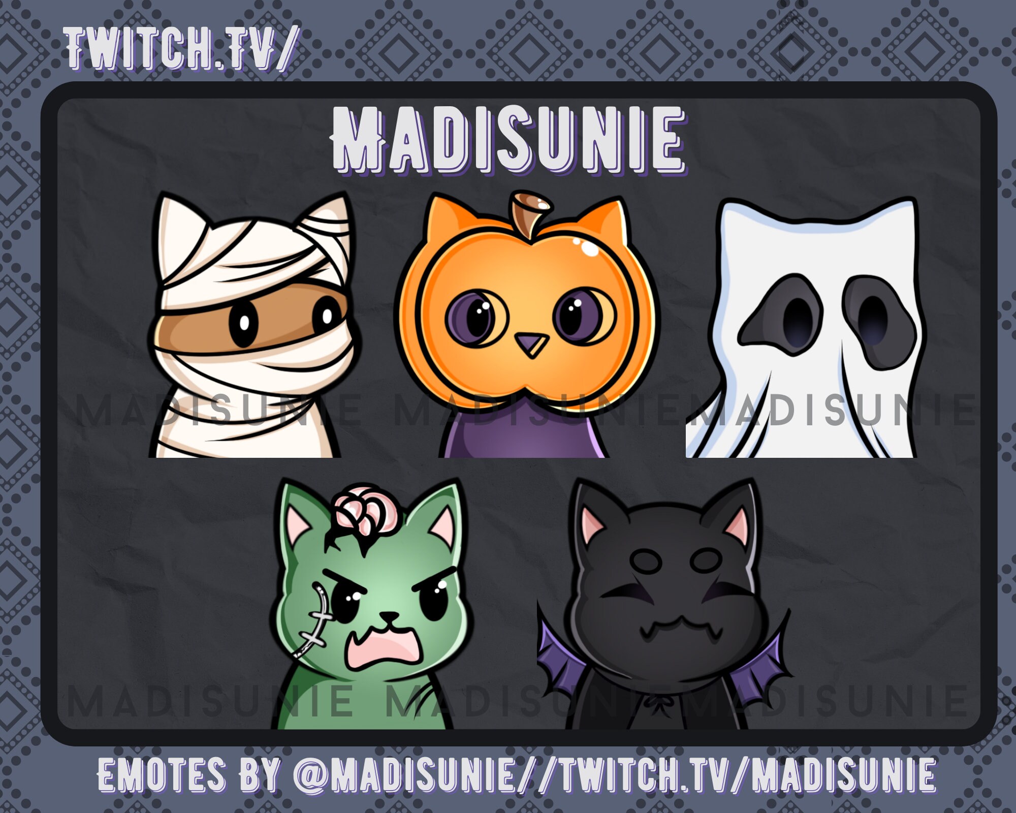 Halloween Kitty Emotes for Twitch and Discord || Kawaii Halloween ...
