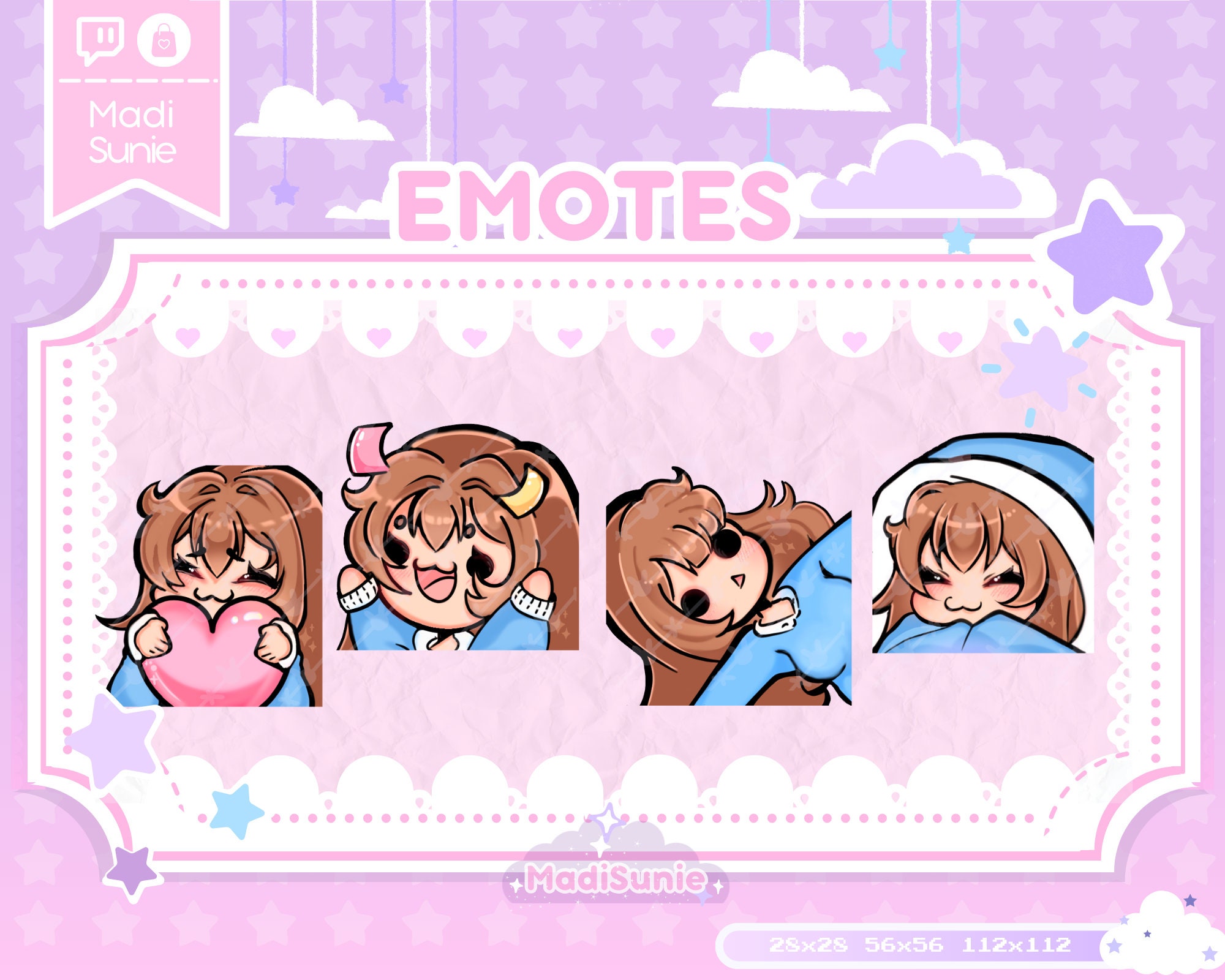 Brown Hair Chibi Girl Emote for Twitch/discord/youtube/twitch Emotes ...