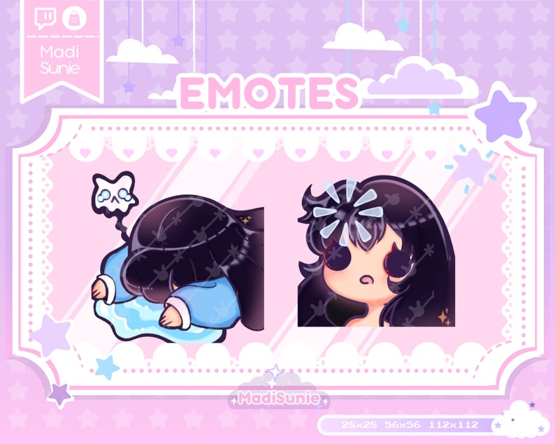Black Hair Girl/ Emote for Twitch/discord/youtube/twitch Emotes/cute ...