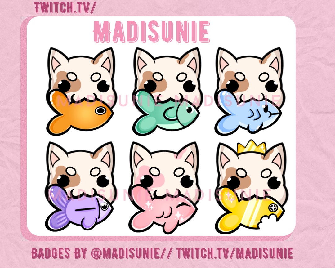 Kitty Cat With Fish Sub/bit Badges for Twitch - Etsy