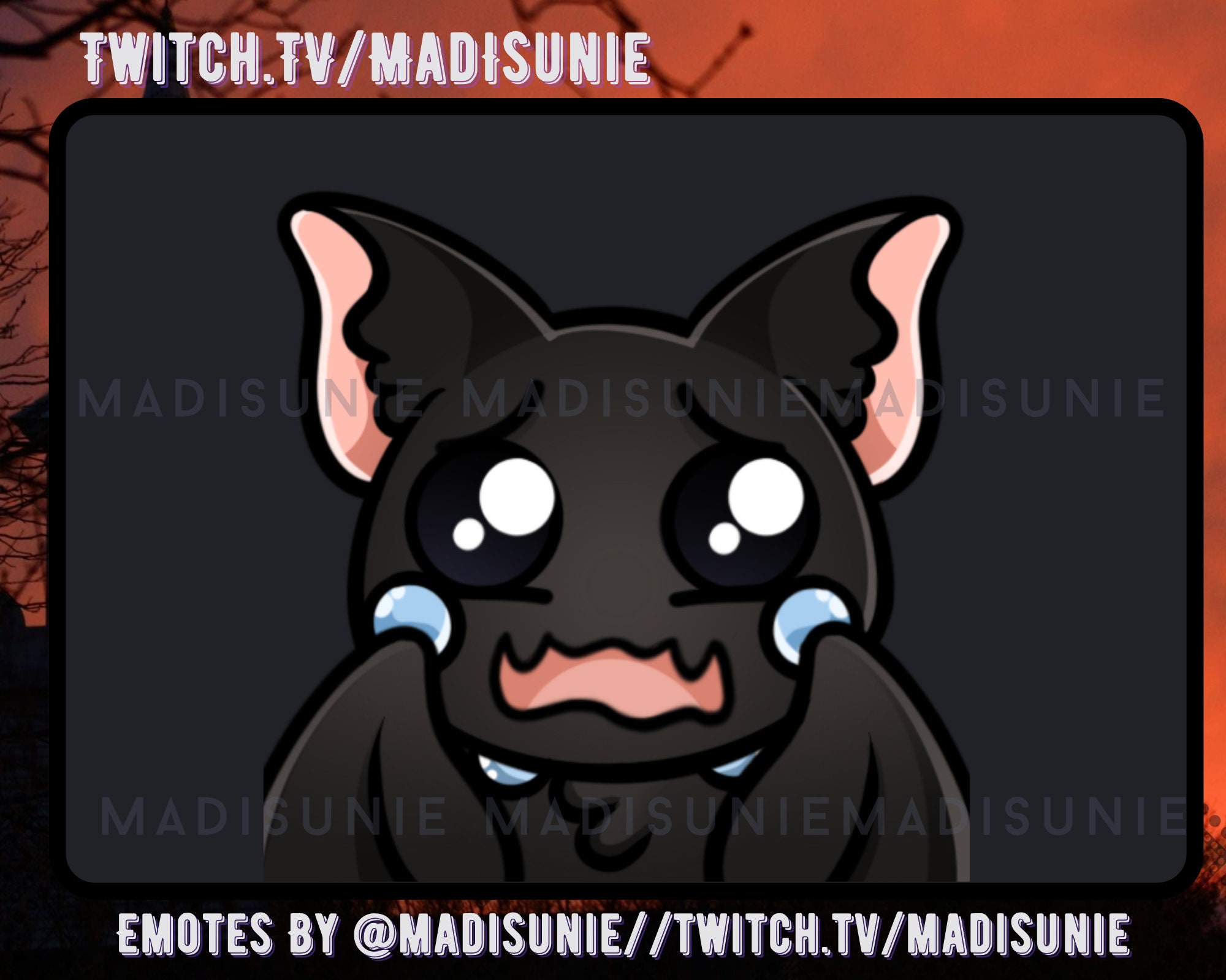 Sad Bat Halloween Emote for Twitch, Crying Bat, Bat Emote, Sadge Emote ...