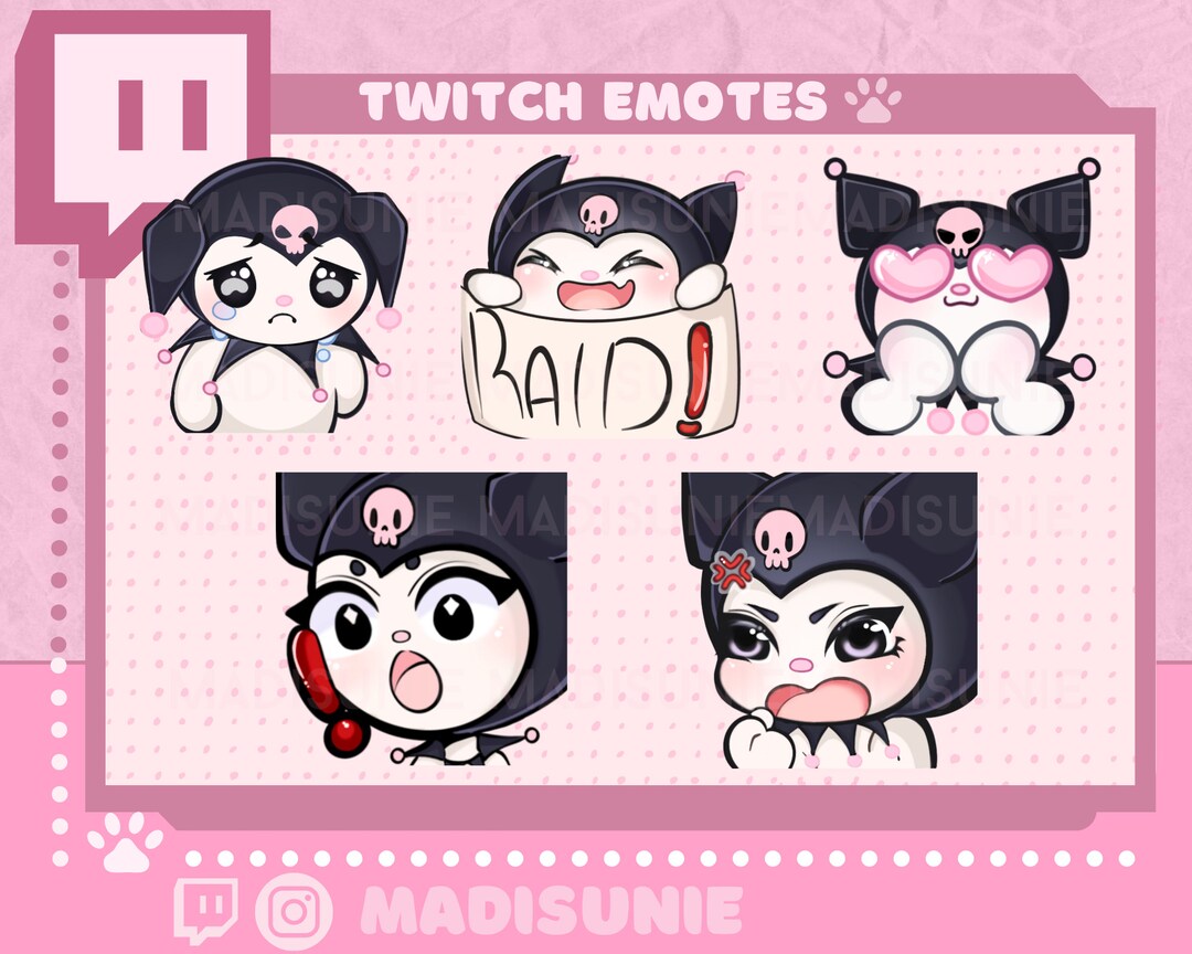Black Rabbit Plush Emote I Twitch Emote Kawaii Rabbit Icons Emote for ...