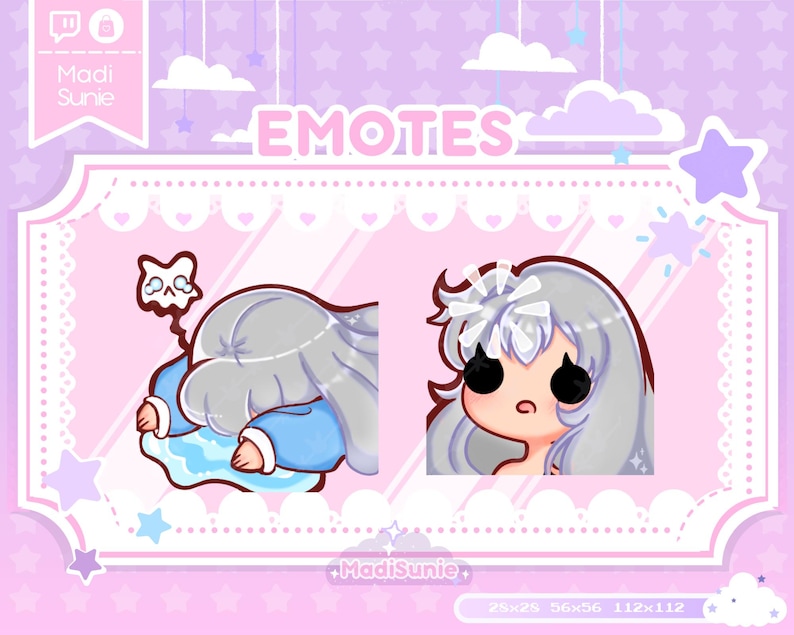 Gray Hair Girl Emote for Twitch/discord/youtube/twitch Emotes/cute ...
