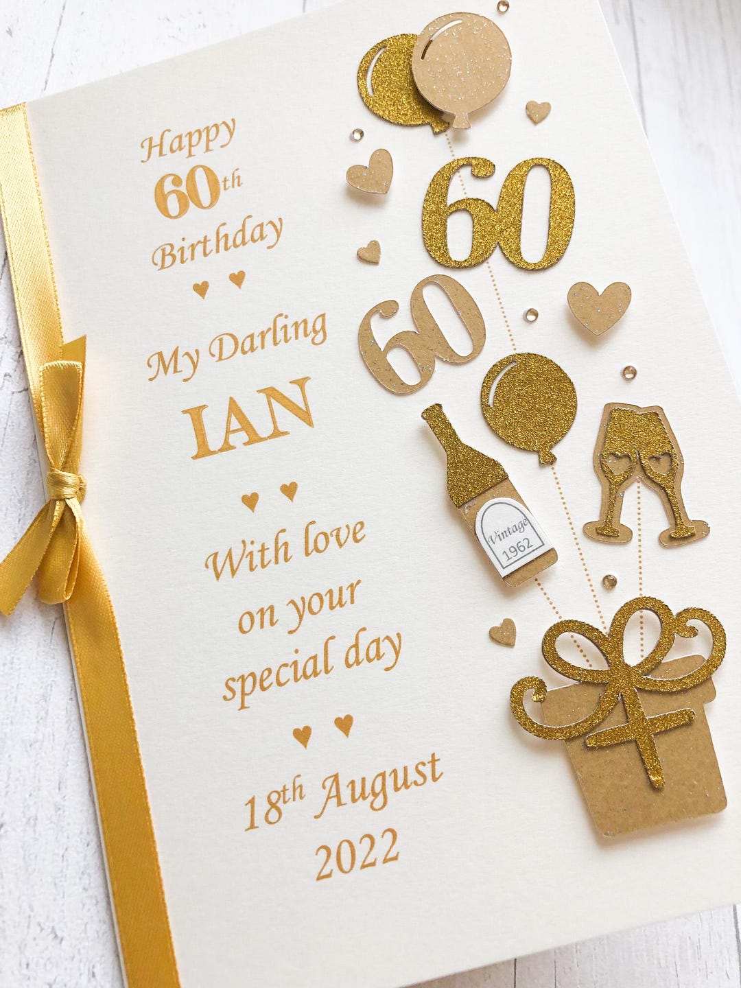 Personalised 60th Birthday Card for Men Son Husband Dad Grandad. Custom ...