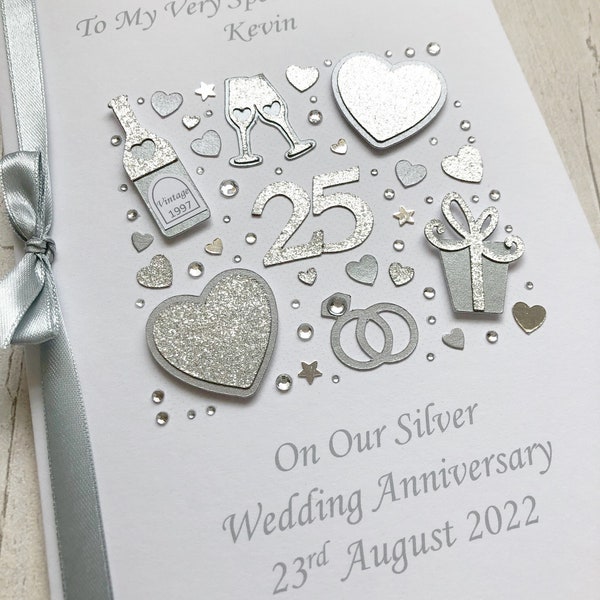 Silver Wedding Cards - Etsy UK