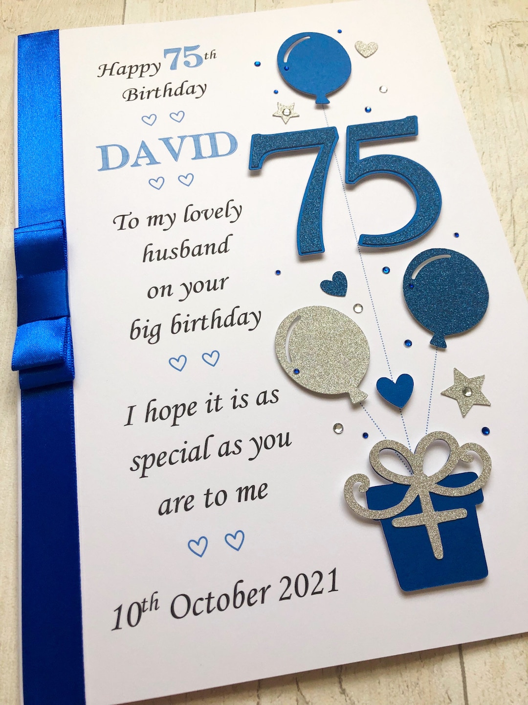 Personalised 75th Birthday Card for Men Husband Dad Grandad. Customised ...