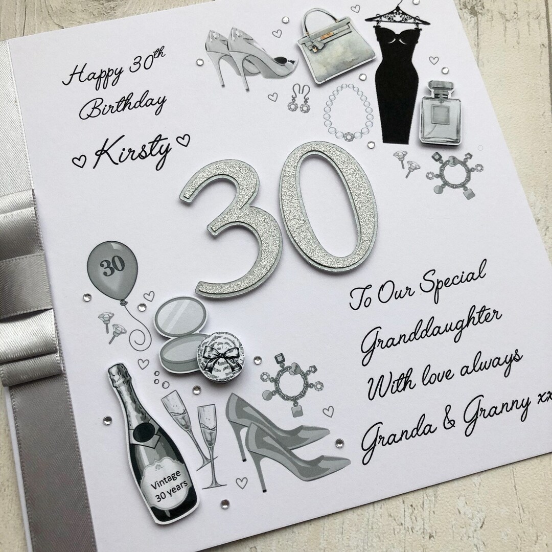 Personalised 30th Birthday Card for Daughter Granddaughter Women ...