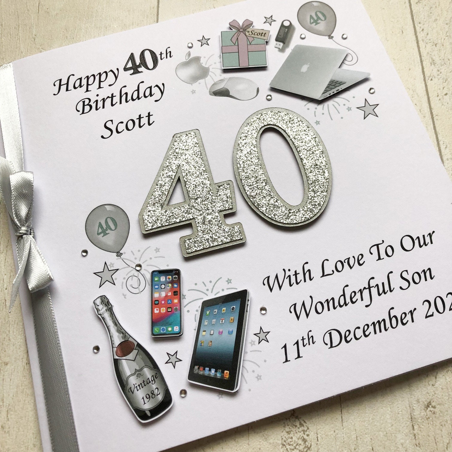 Personalised 40th Birthday Card for Men Son Husband Custom Words. Any ...