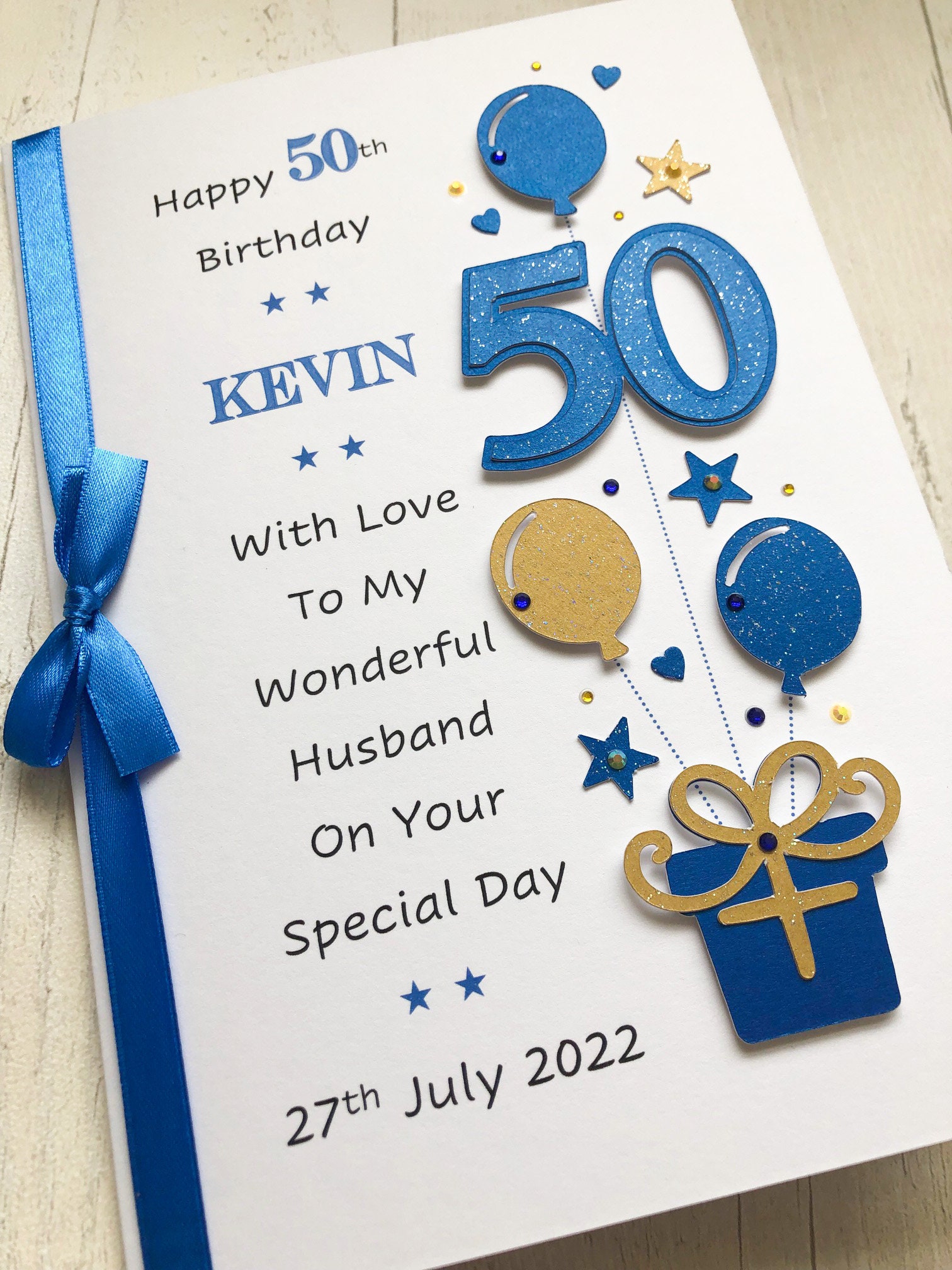 Personalised 50th Birthday Card for Men Son Husband Dad. Custom Words ...