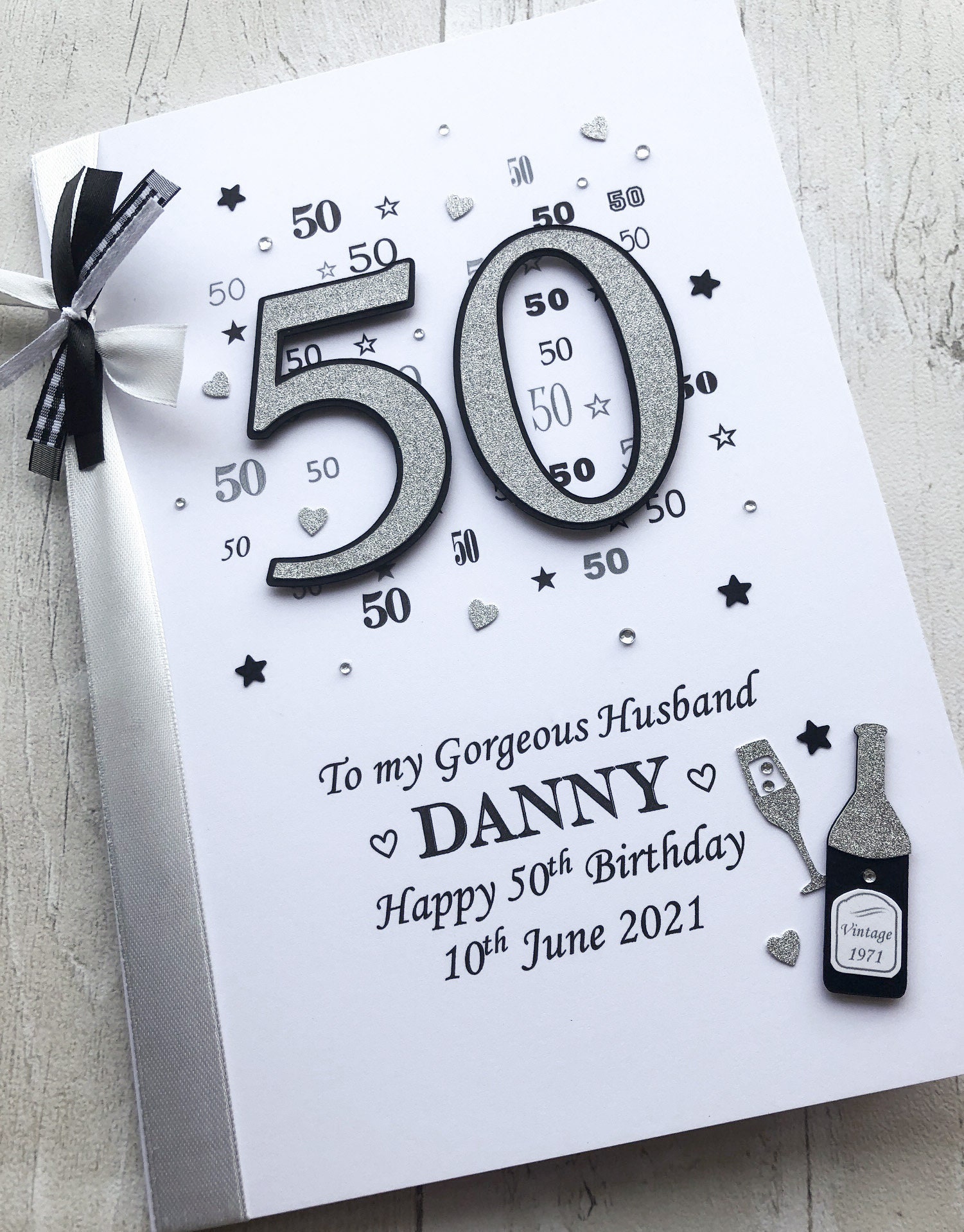 Personalised 50th Birthday Card for Men Son Husband Dad. Custom Words ...