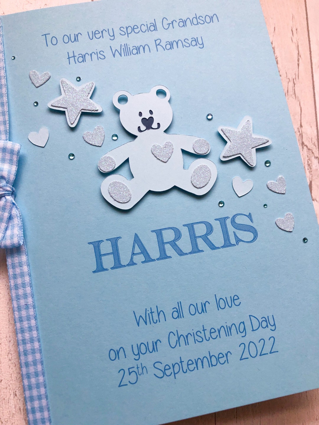 Personalised Christening or Baptism Card for Boys Son Grandson Godson ...