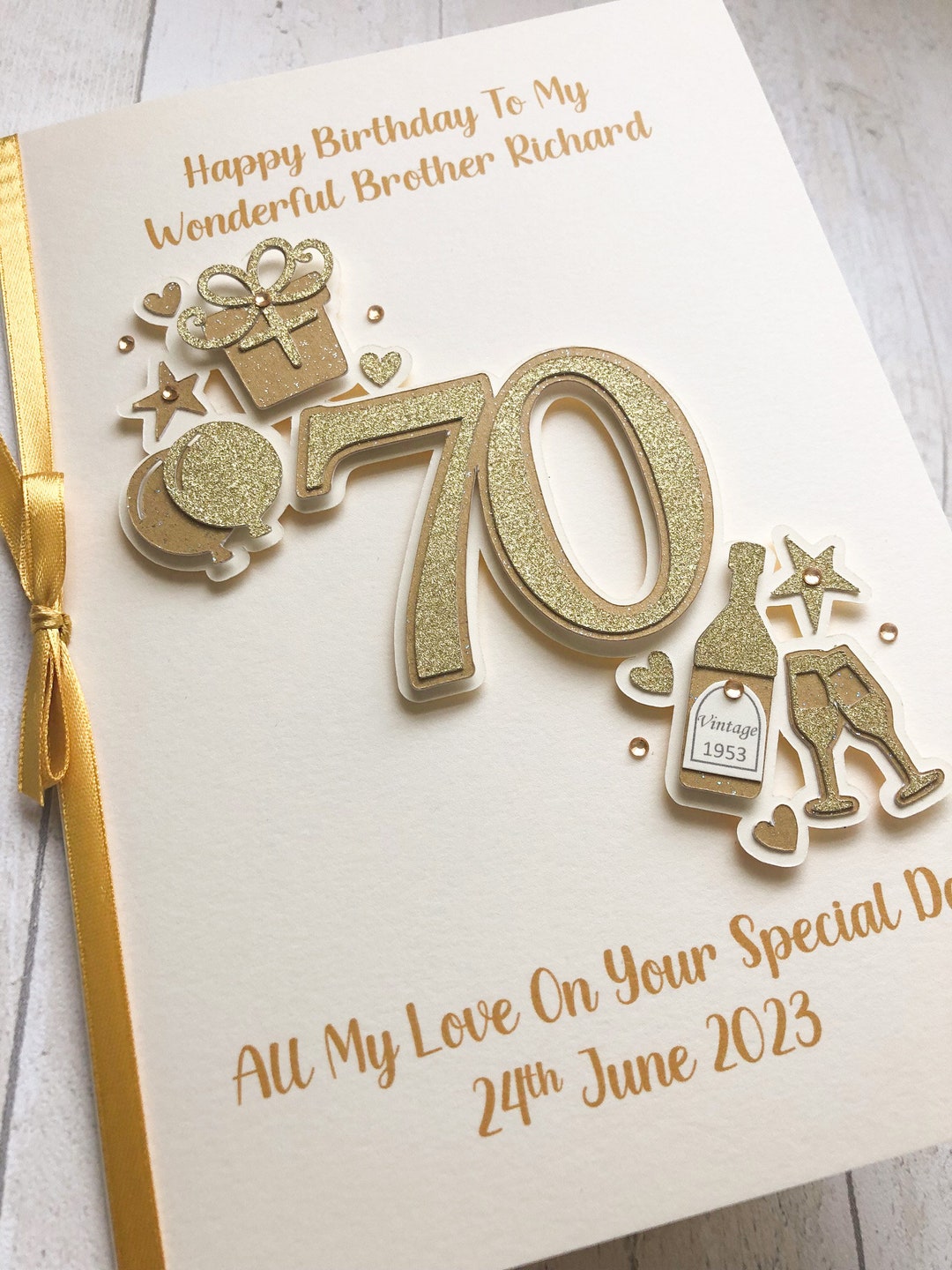 Men's Personalised 70th Birthday Card Husband Dad Grandad Etc ...