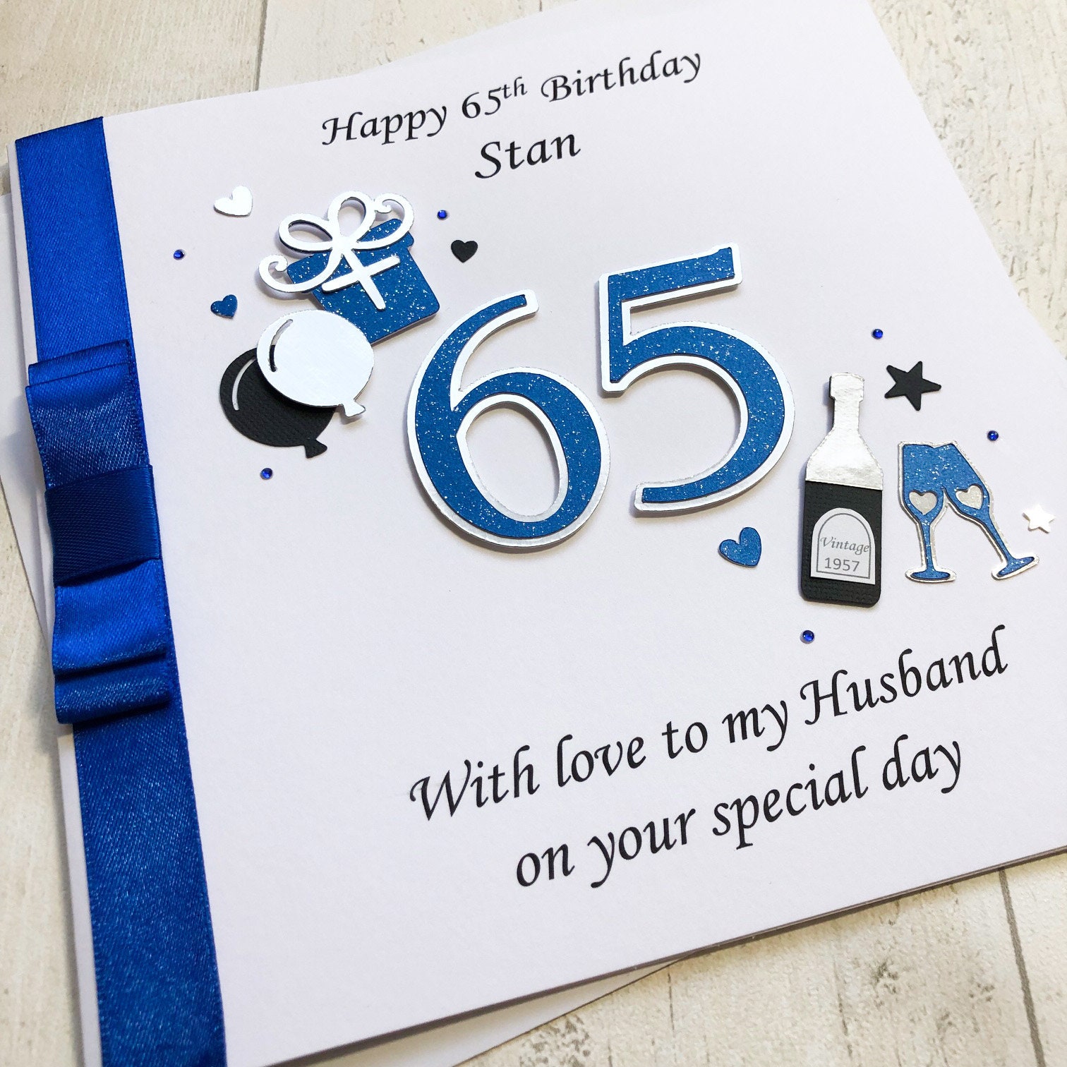 Personalised 65th Birthday Card for Men Husband Dad Grandad. Customised ...
